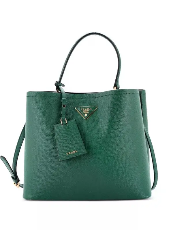 Prada Saffiano Leather Large Bucket Bag - Green