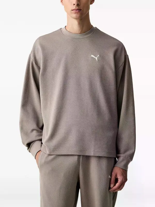 PUMA Logo-embroidered Textured Sweater - Neutrals