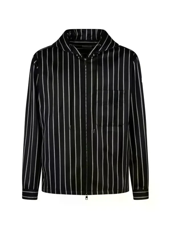 Moncler Striped Hooded Shirt Jacket - Blue