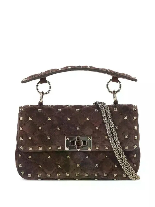 Valentino Garavani Rockstud Quilted Shoulder Bag - Brown