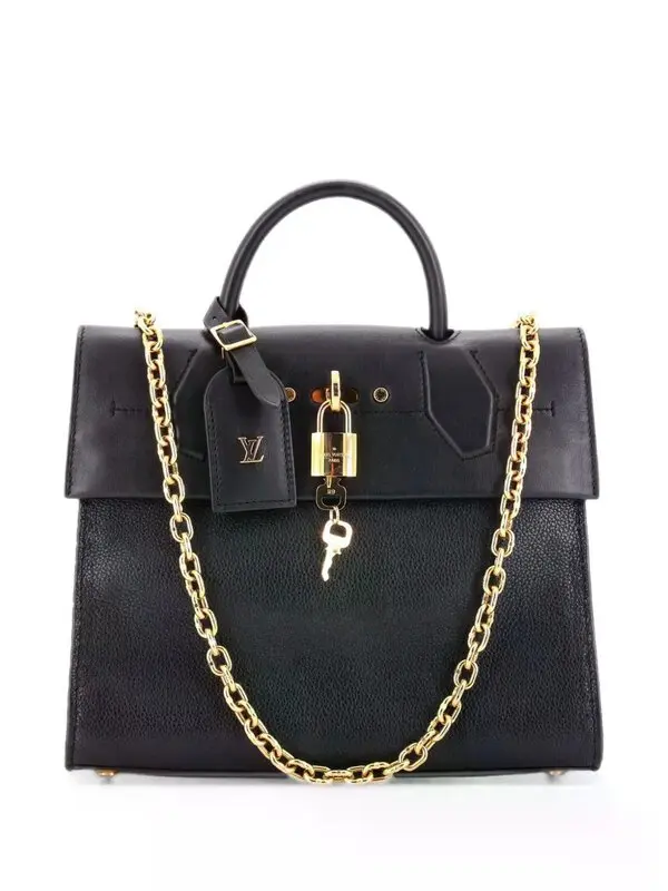 LOUIS VUITTON City Steamer One Handle Bag Leather Satchel - Black