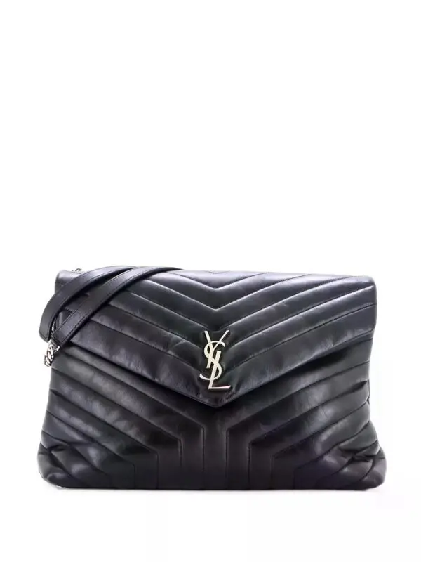 Saint Laurent Loulou Matelasse Chevron Leather Large Shoulder Bag - Black