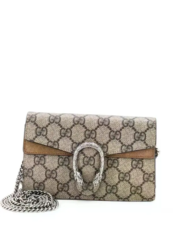 Gucci Dionysus Bag Gg Coated Canvas Super Mini Crossbody Bag - Brown