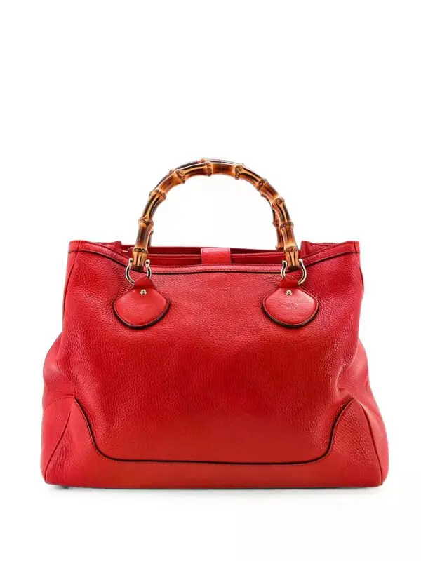 Gucci Vintage Diana Bamboo Top Handle Leather Medium Tote Bag