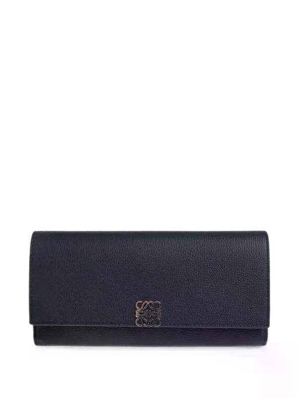 Loewe Anagram Pebbled Leather Wallet - Blue