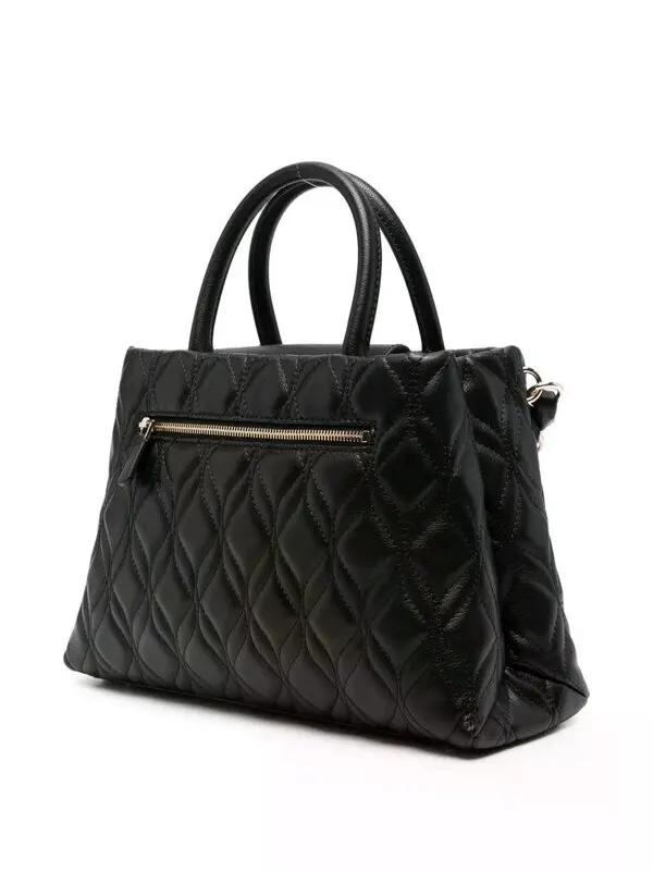 Guess Quilted Tote Bag With Chain Detail - Black