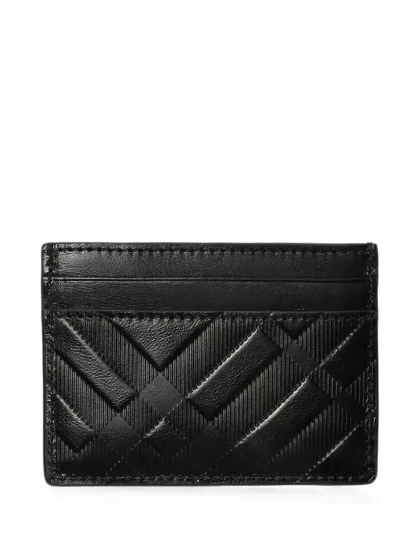 Burberry Embossed Check Card Case - Black