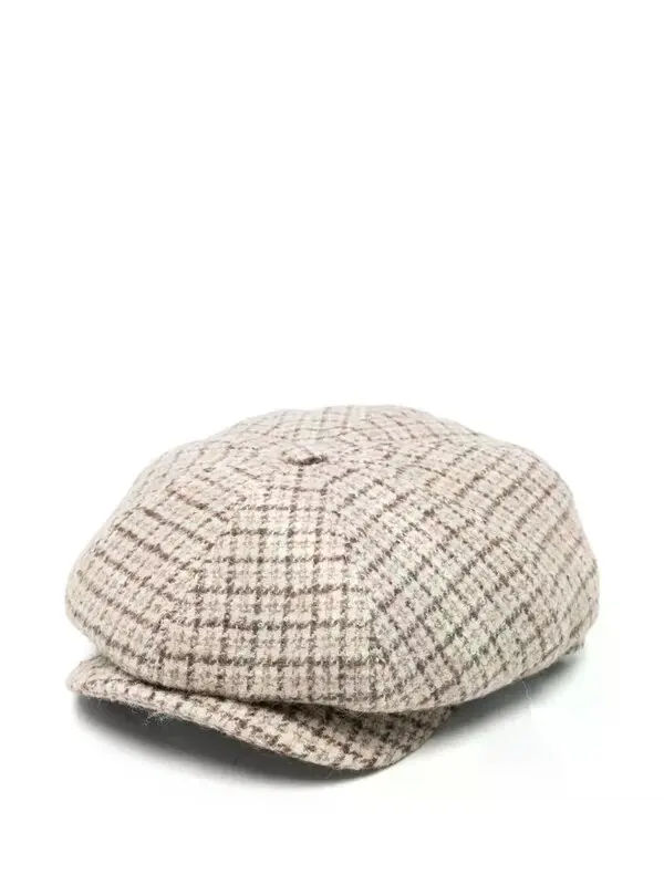 Eleventy Check-pattern Baker-boy Cap - Neutrals