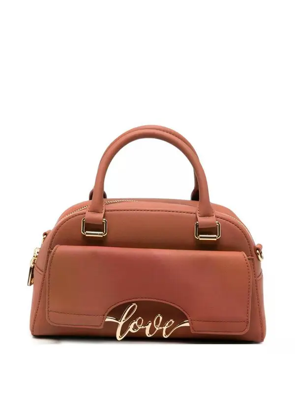 Moschino Logo Plaque Tote Bag - Brown