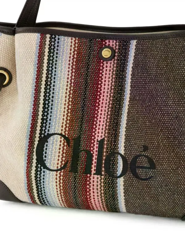Chloé Clover Logo-embroidered Striped Tote Bag