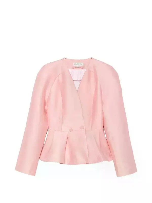 Stine Goya Peplum-hem V-neck Jacket - Pink