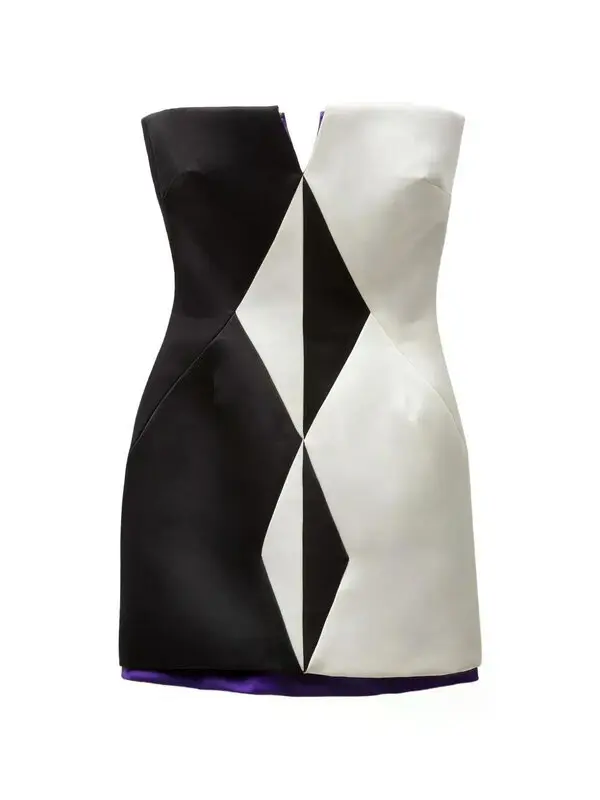 Versace Silk Duchesse Mini Dress - Black