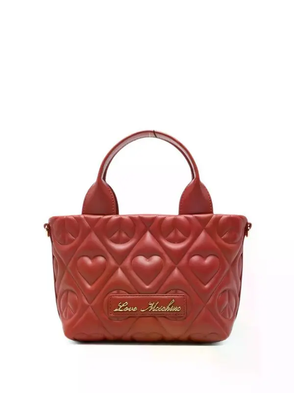 Moschino Heart-quilted Leather Tote Bag - Red