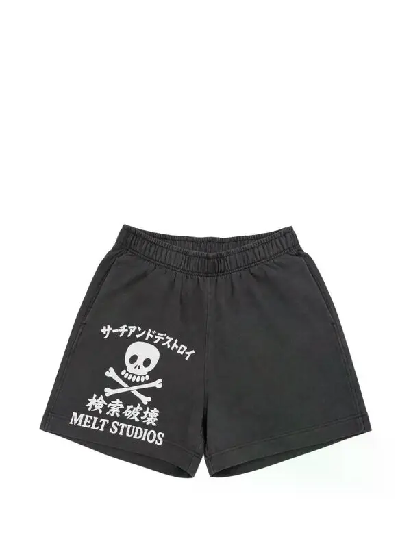 MELT Skull-print Jersey Shorts - Black