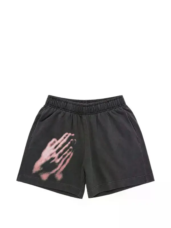MELT Graphic-print Cotton Shorts - Black