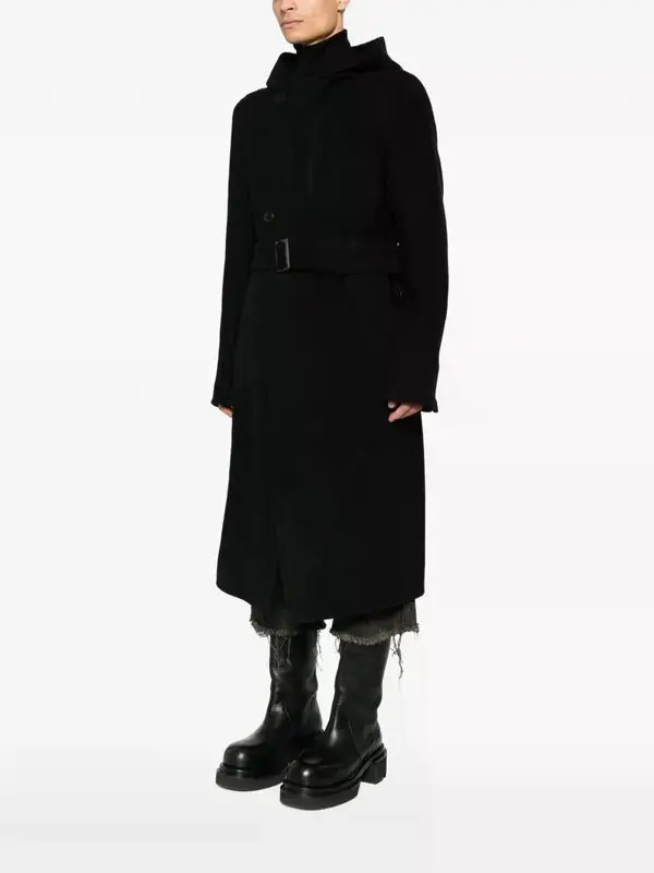 Rick Owens Belted Hooded Coat