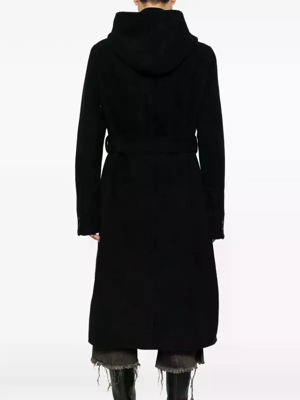 Rick Owens Belted Hooded Coat