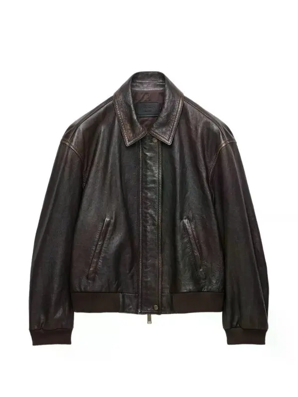 Prada Nappa Leather Jacket - Brown