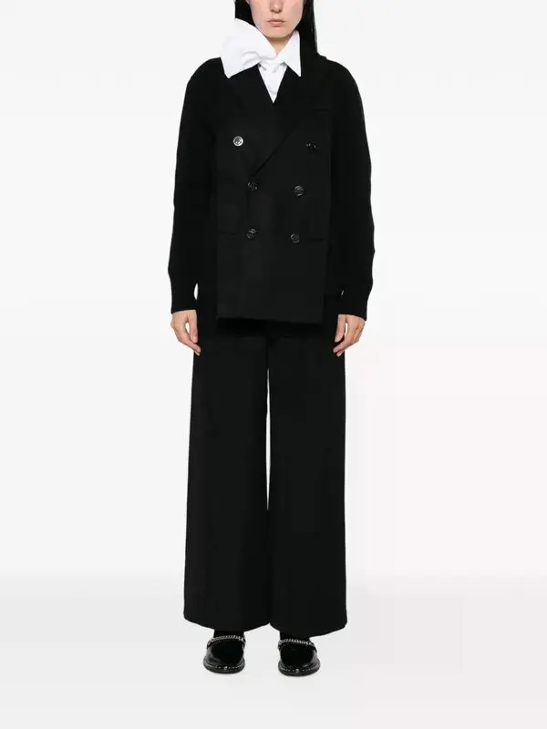 Sacai Double-breasted Layered Cardigan - Black