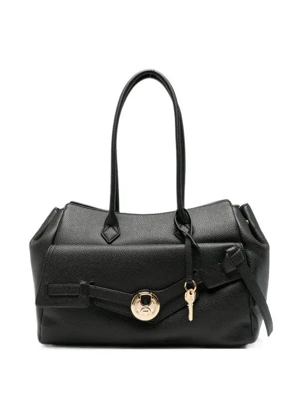 Moschino Padlock-detail Pebbled-leather Tote Bag - Black