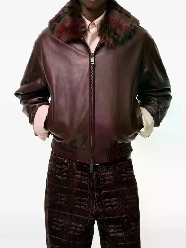 Burberry Latchford Leather Jacket - Red