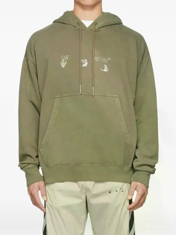Off-White Logo Print Hoodie - Green