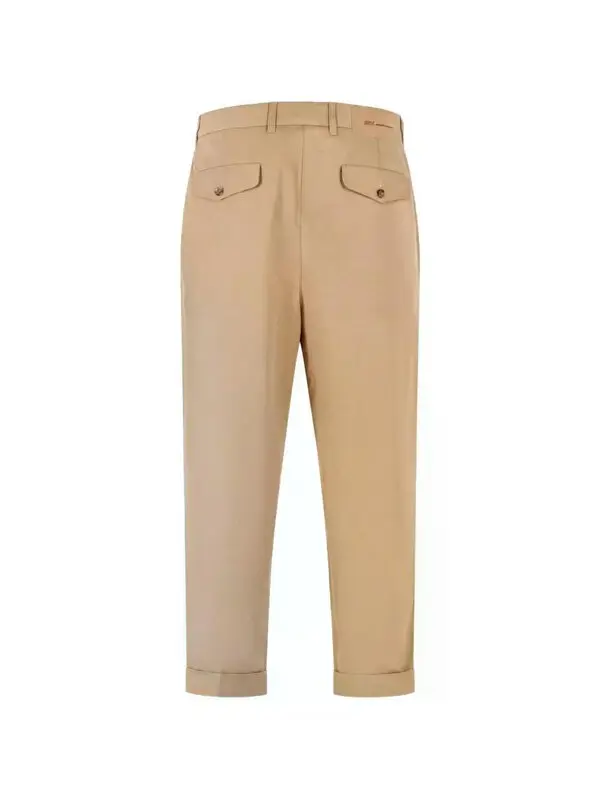 AMI Paris Pleated Turn-up Trousers - Neutrals