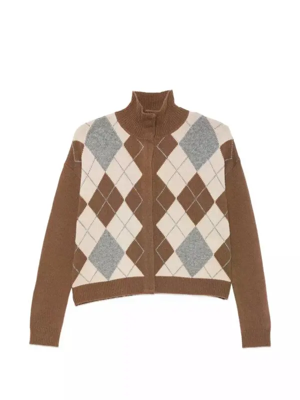 Max Mara Argyle-intarsia Button-collar Sweater - Brown