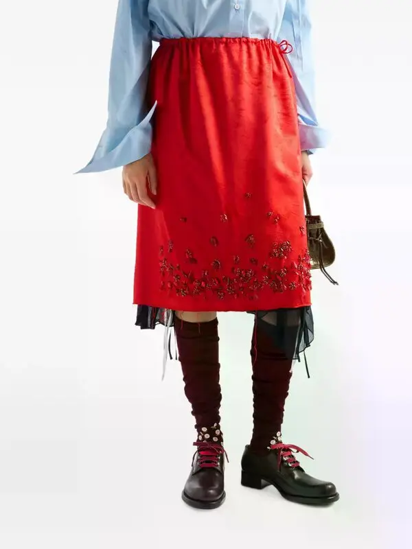 Prada Satin Skirt With Embroidery