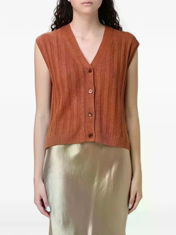 Max Mara Ribbed-knit Linen Gilet