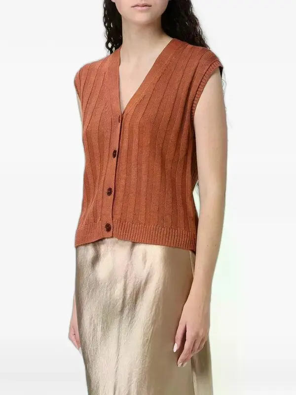 Max Mara Ribbed-knit Linen Gilet