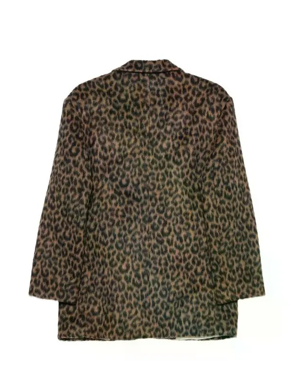 ALYSI Leopard-print Notched-lapel Coat