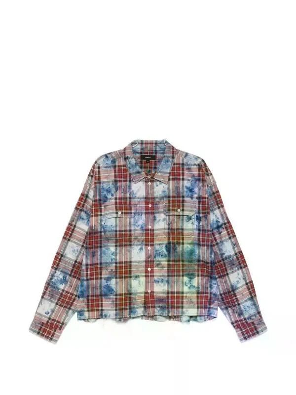 PURPLE BRAND Bleached-effect Check-pattern Shirt - Red