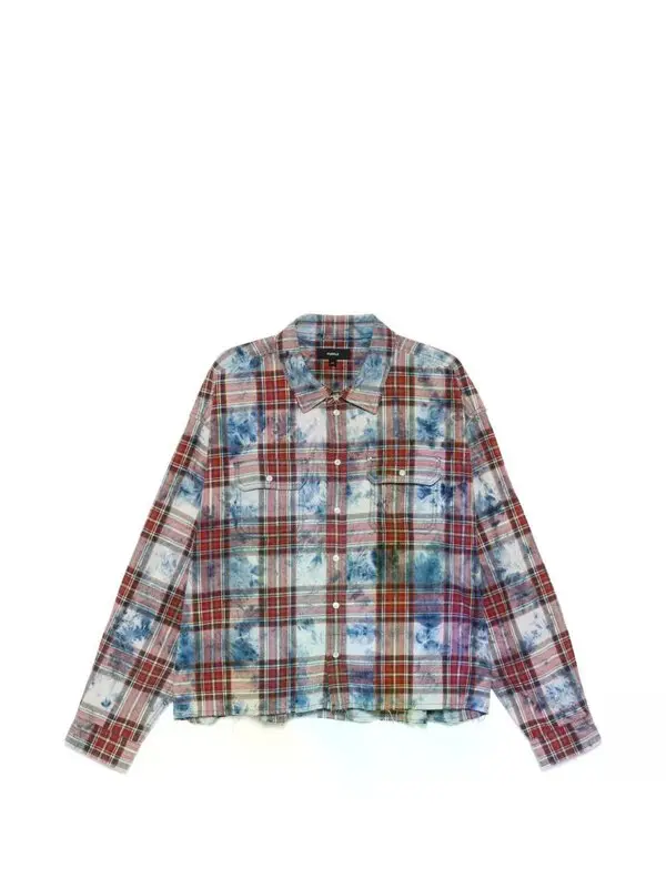 PURPLE BRAND Bleached-effect Check-pattern Shirt