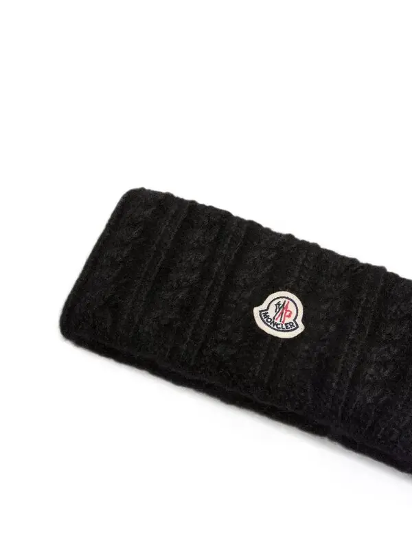 Moncler Cable-knit Logo-patch Headband