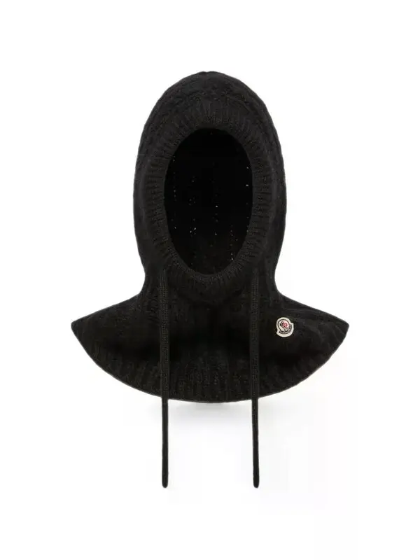 Moncler Cable Knit Balaclava With Drawstring - Black