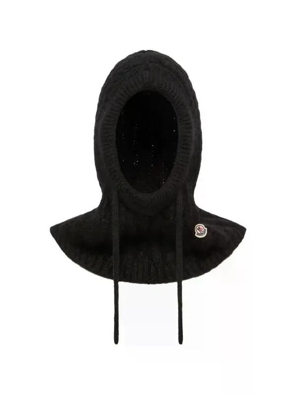 Moncler Cable Knit Balaclava With Drawstring - Black