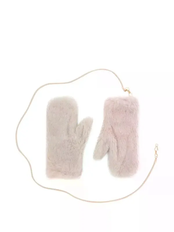 Max Mara Brushed-knit Gloves With Detachable Neck Strap - Neutrals