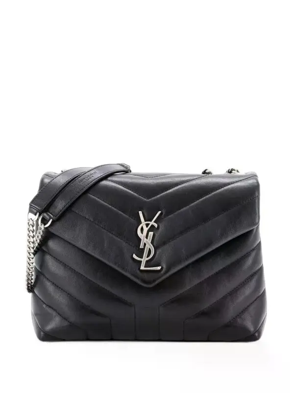 Saint Laurent Loulou Matelasse Chevron Leather Small Shoulder Bag - Black