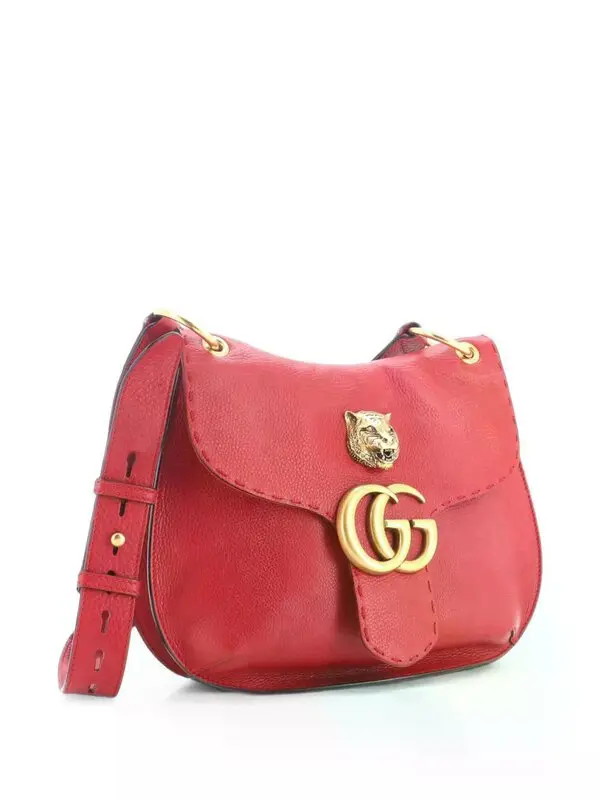 Gucci Gg Marmont Animalier Shoulder Bag Leather Medium - Red