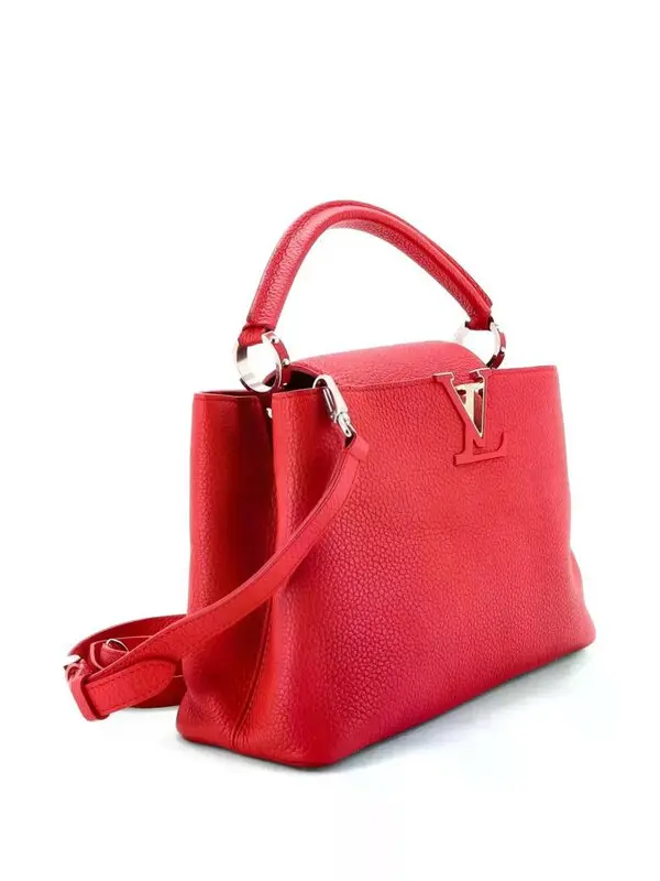 LOUIS VUITTON Capucines Leather Pm Satchel - Red