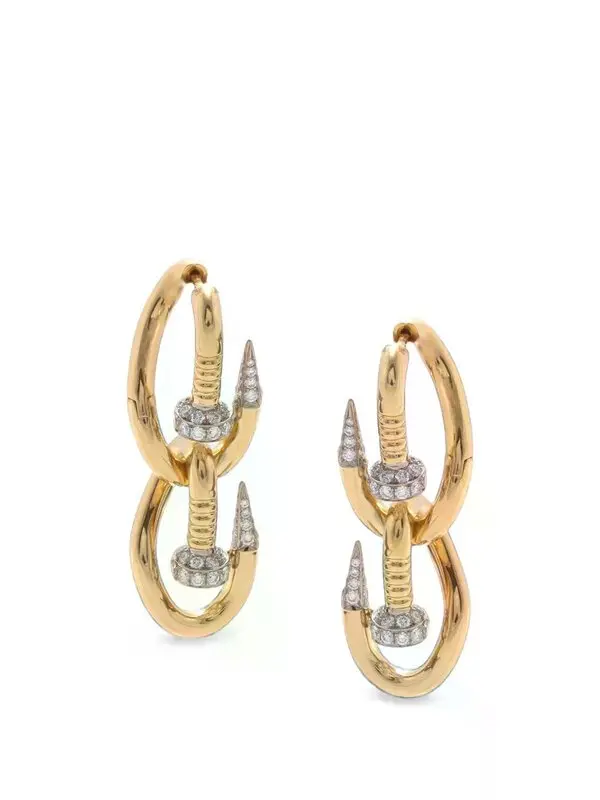 David Webb Double Bent Nail Diamond Earrings