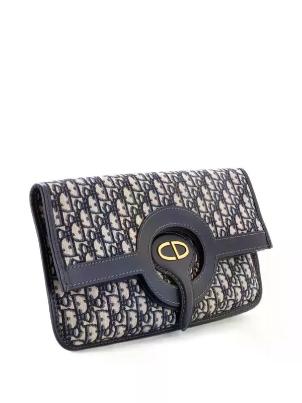 Dior Oblique Canvas Fold Over Clutch Bag