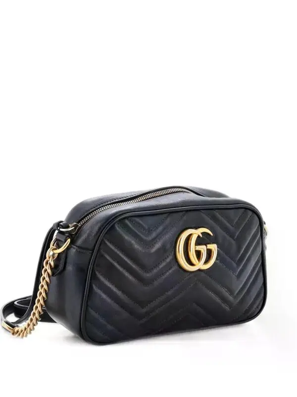 Gucci Gg Marmont Shoulder Bag Matelasse Leather Small Crossbody Bag - Black