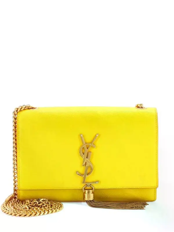 Saint Laurent Classic Monogram Tassel Leather Small Crossbody Bag - Yellow