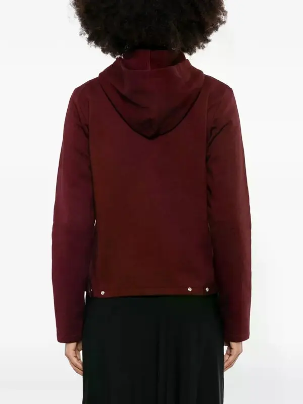 AGNES B. Burgundy Cotton Snap Hoodie