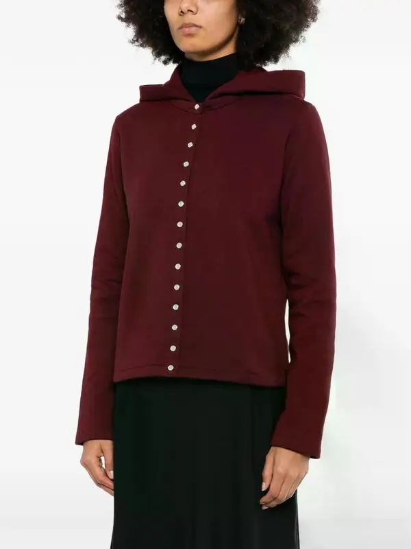 AGNES B. Burgundy Cotton Snap Hoodie - Red