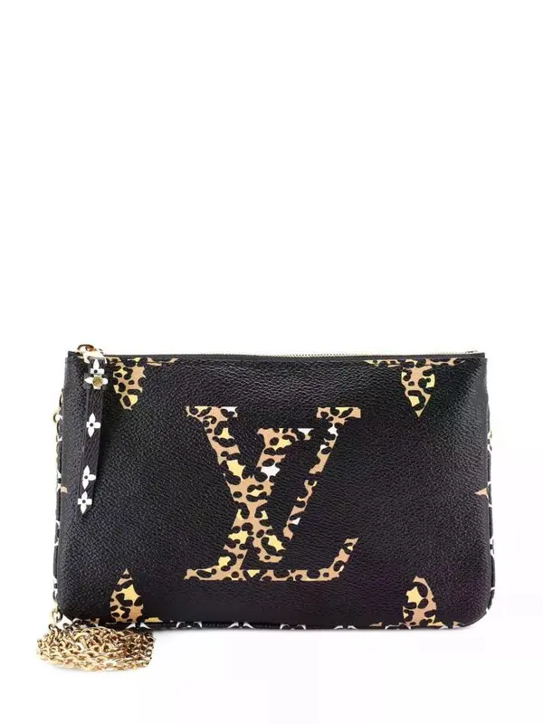 LOUIS VUITTON Double Zip Pochette Limited Edition Jungle Monogram Giant Clutch Bag
