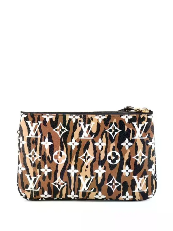 LOUIS VUITTON Double Zip Pochette Limited Edition Jungle Monogram Giant Clutch Bag