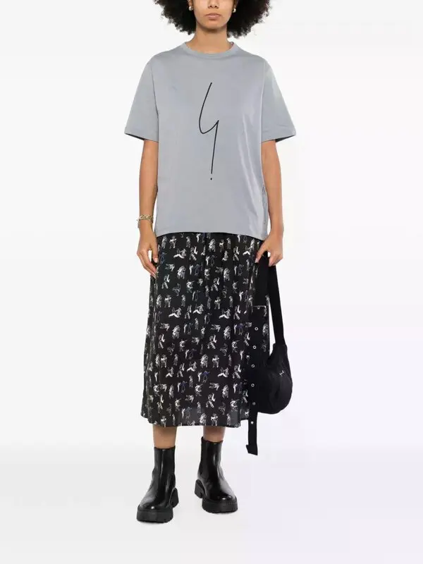 AGNES B. Cotton Graphic Print T-shirt - Grey